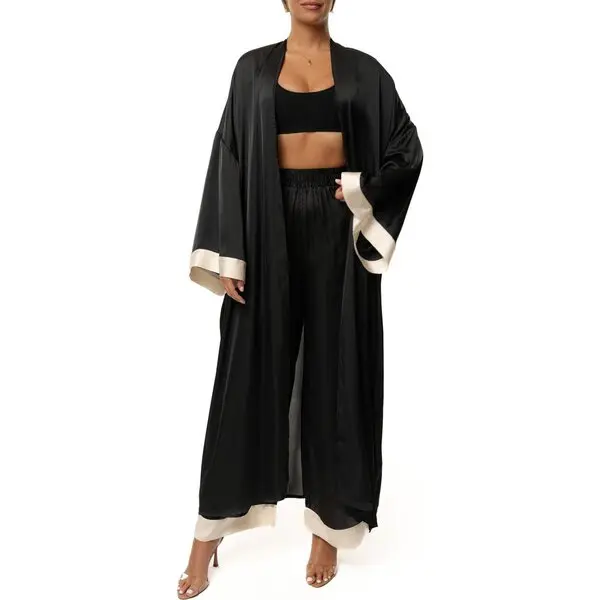 JLUXLABEL Nola Satin Maxi Duster - Black