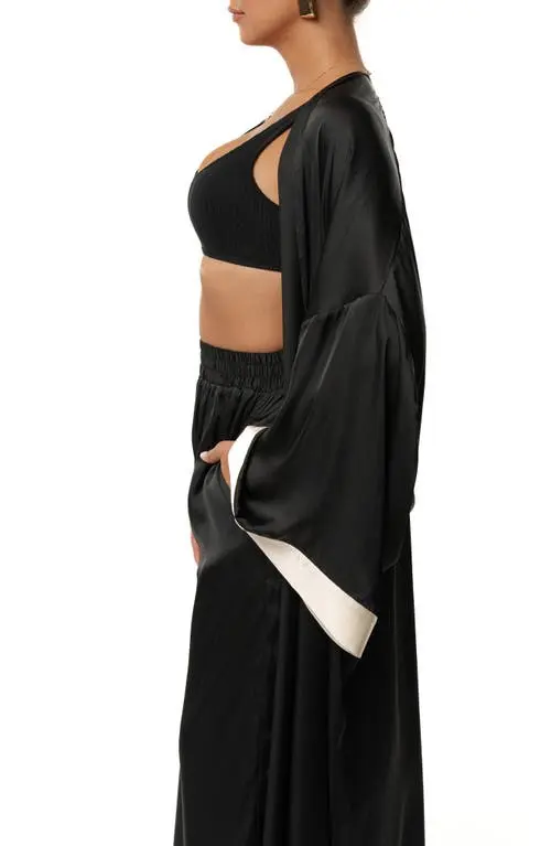 JLUXLABEL Nola Satin Maxi Duster - Black