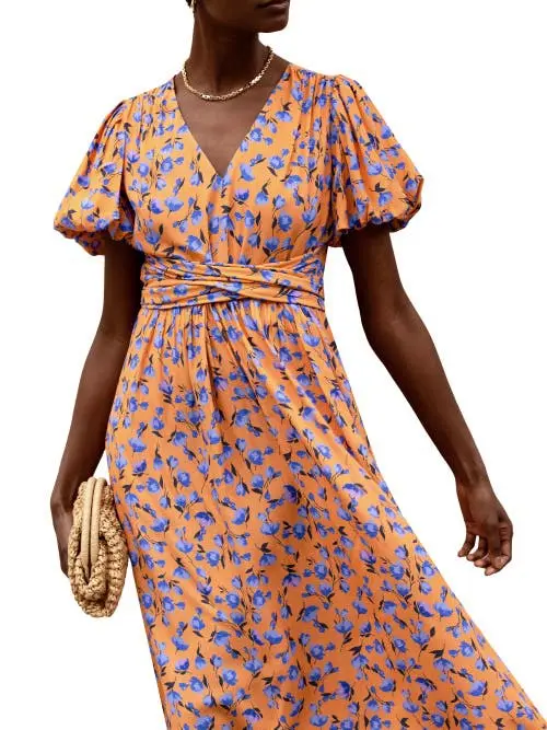 RO&ZO Floral Puff Sleeve Dress