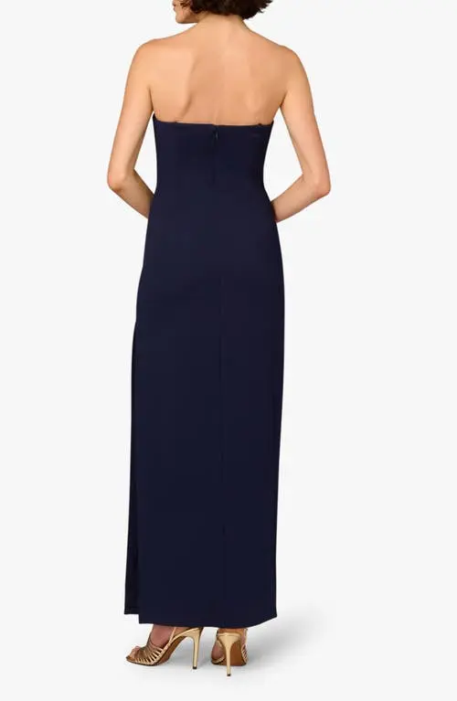 Aidan Mattox Bead Embellished Strapless Column Gown