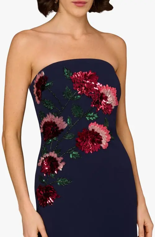 Aidan Mattox Bead Embellished Strapless Column Gown