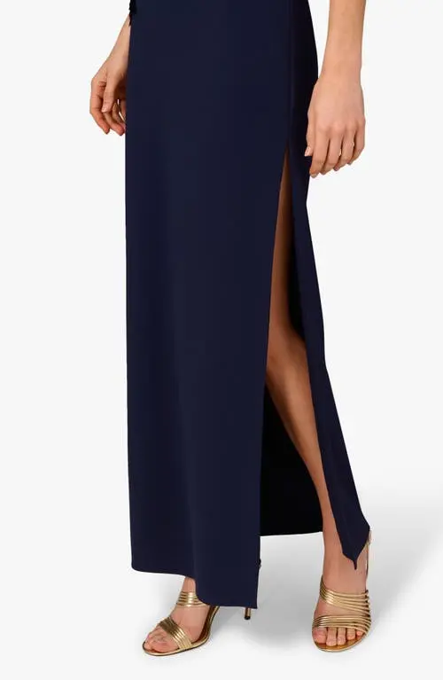 Aidan Mattox Bead Embellished Strapless Column Gown