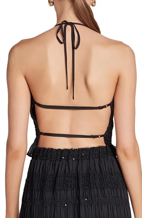 Endless Rose Sequin Shirred Open Back Chiffon Halter Top