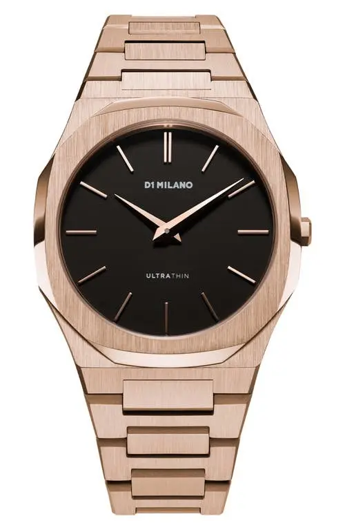 D1 MILANO Ultra Thin Bracelet Watch - Black/ Rose Gold