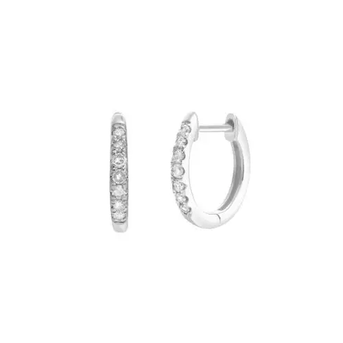 LUVMYJEWELRY 14k Gold 0.12 Ct Diamond Huggie Hoop Earrings - 14k White Gold