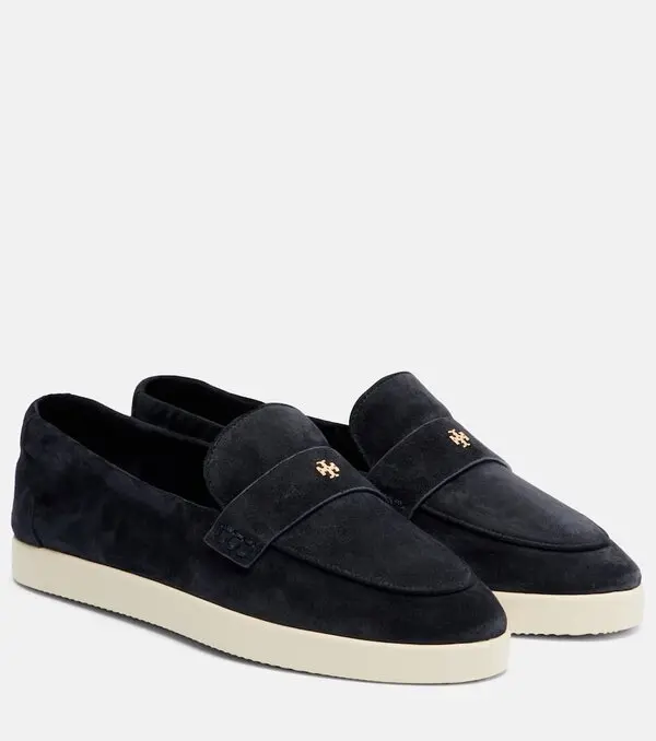 Tory Burch Double T Suede Loafers - Blue
