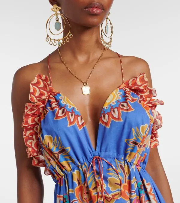 Etro Printed Open-back Cotton Voile Maxi Dress