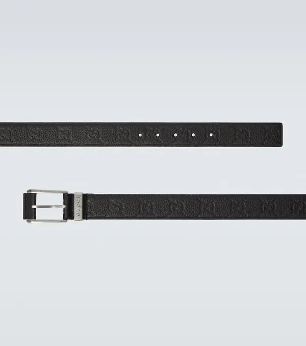 Gucci Gg Debossed Leather Belt