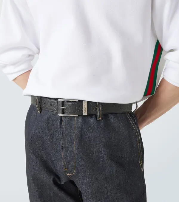 Gucci Gg Debossed Leather Belt