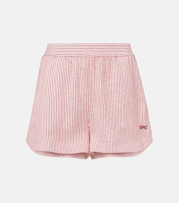 Stella McCartney Striped Silk Shorts - Red