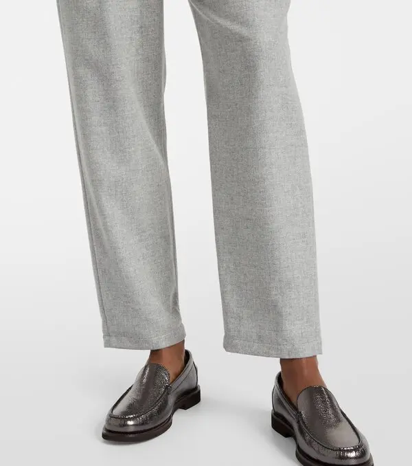 Brunello Cucinelli Cropped Wool And Cashmere Pants - Grey
