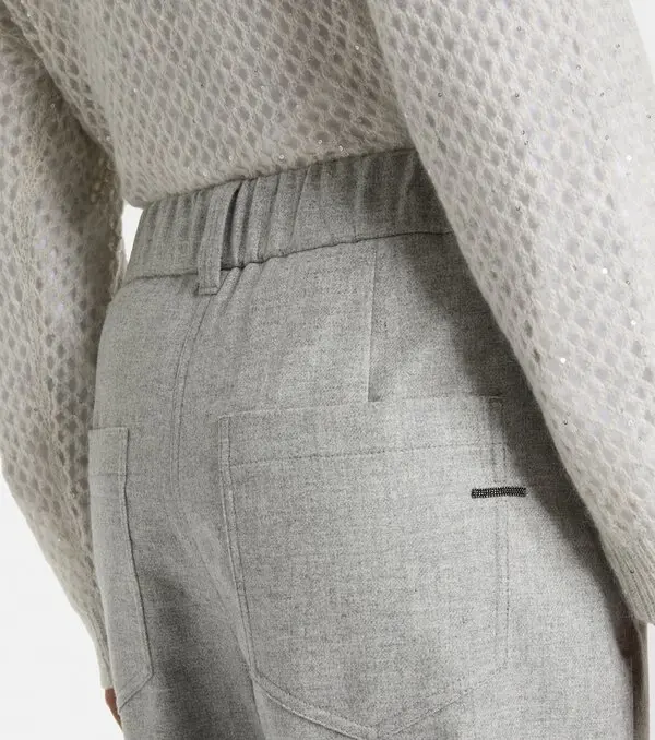 Brunello Cucinelli Cropped Wool And Cashmere Pants - Grey