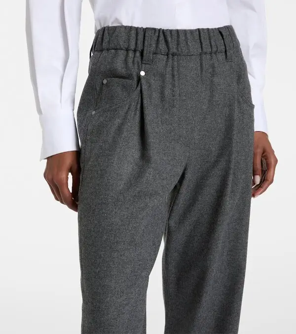 Brunello Cucinelli Cropped Wool And Cashmere Pants - Grey