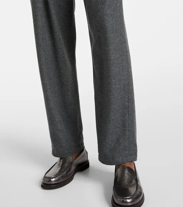 Brunello Cucinelli Cropped Wool And Cashmere Pants - Grey