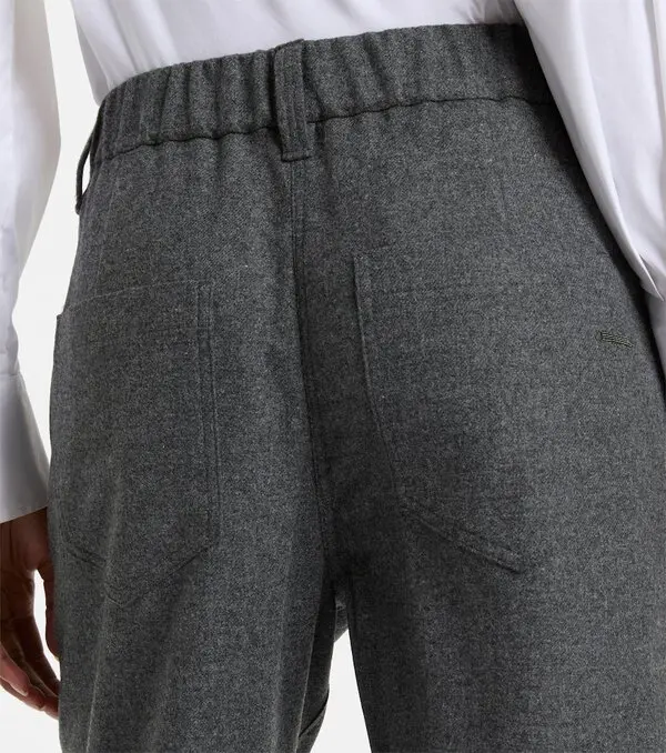 Brunello Cucinelli Cropped Wool And Cashmere Pants - Grey