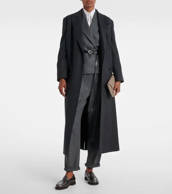 Brunello Cucinelli Cropped Wool And Cashmere Pants - Grey