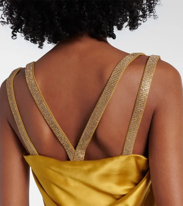 gold safety pin dress Simone Safety Pin Mesh Bandage Maxi Dress Black / M main image 1