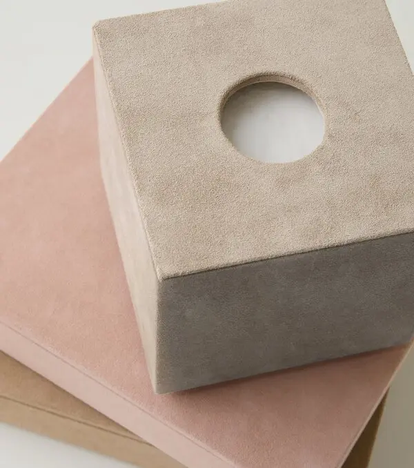 MICHAEL VERHEYDEN Michaël Verheyden Niez Cube Suede And Wooden Tissue Box - Beige