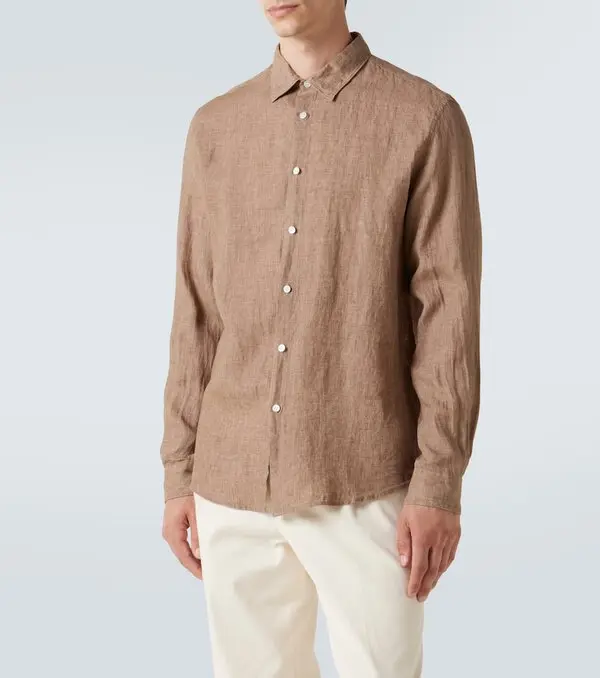 Sunspel Linen Shirt - Brown