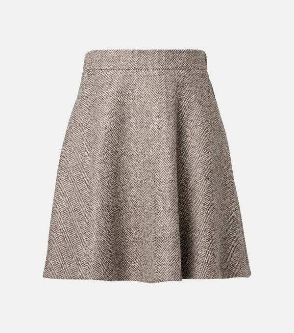 Brunello Cucinelli High-rise Wool-blend Miniskirt - Brown