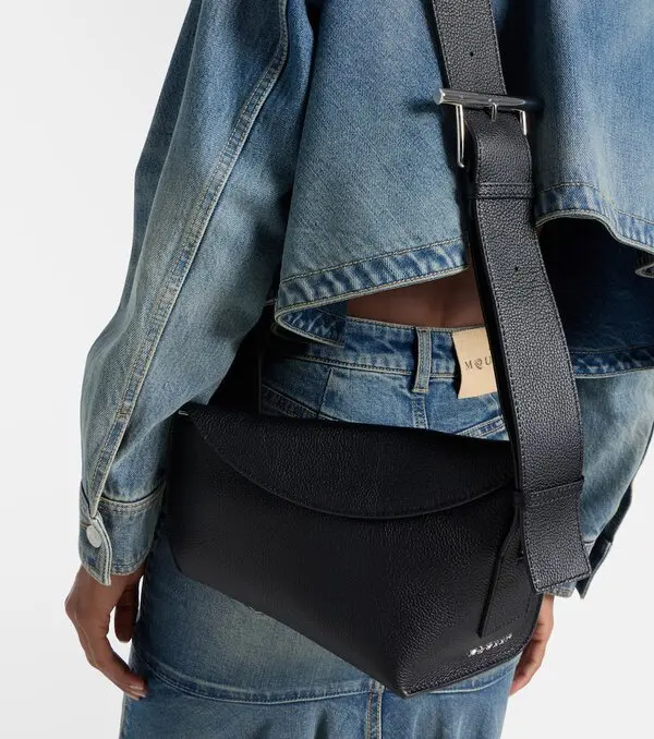 Alexander McQueen T-bar Sling Leather Shoulder Bag - Black