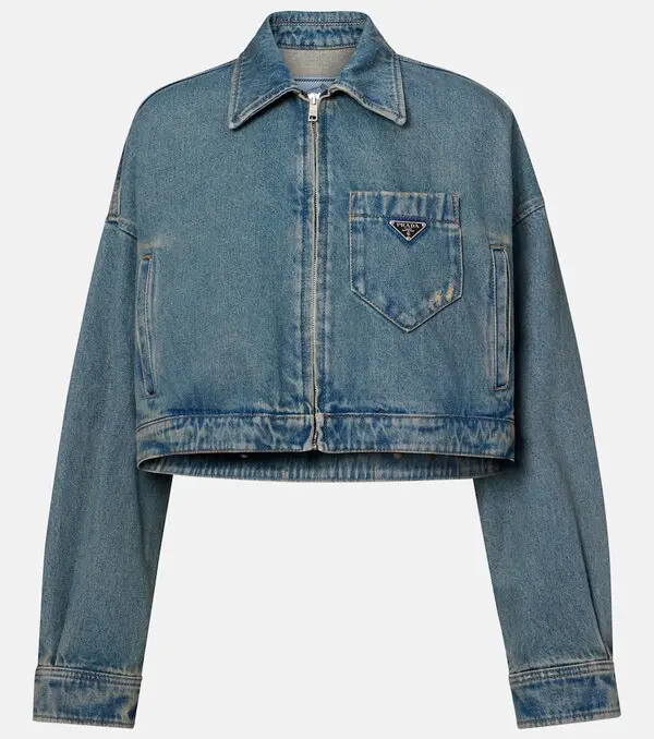 Prada Cropped Denim Jacket - Blue