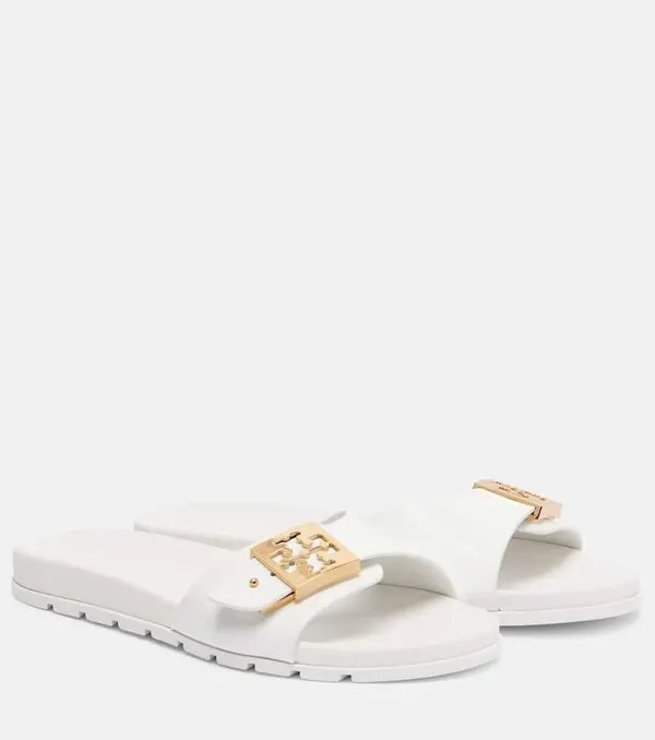 Tory Burch Double T Slides - White