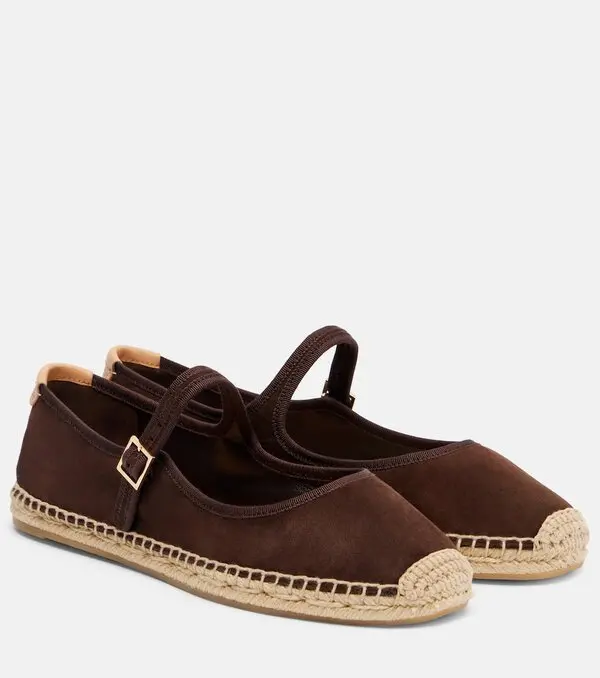 Tory Burch Suede Mary Jane Espadrilles - Brown