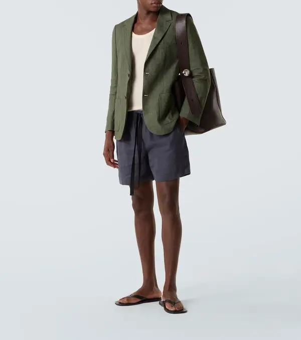 Sunspel Linen Blazer - Green