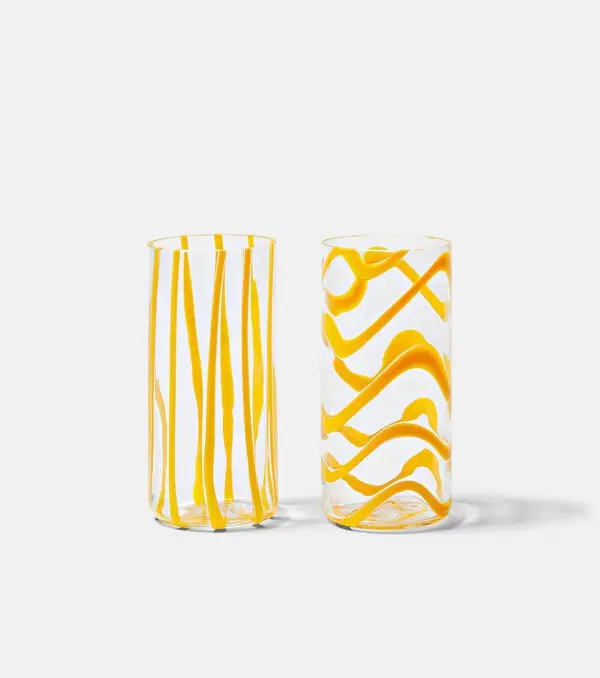 NASONMORETTI Cyrcus Set Of 2 Highball Glasses - Yellow