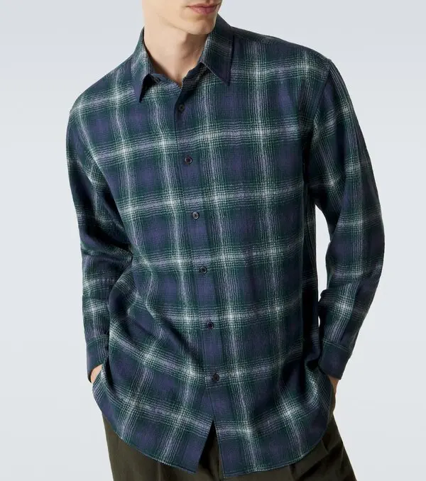 Auralee Checked Wool Shirt - Blue