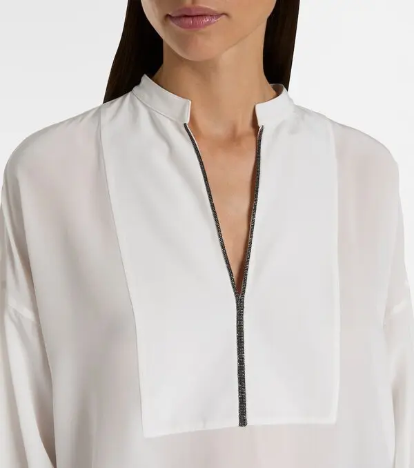 Brunello Cucinelli Monili Silk Blouse