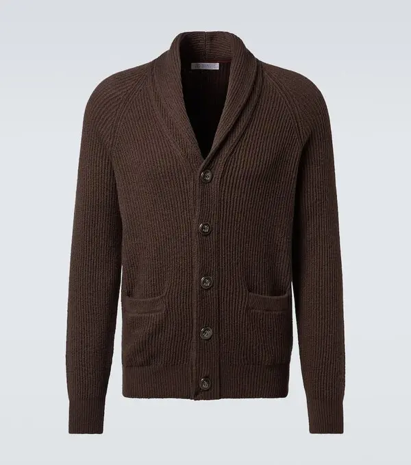 Brunello Cucinelli Cotton Ribbed-knit Cardigan - Brown