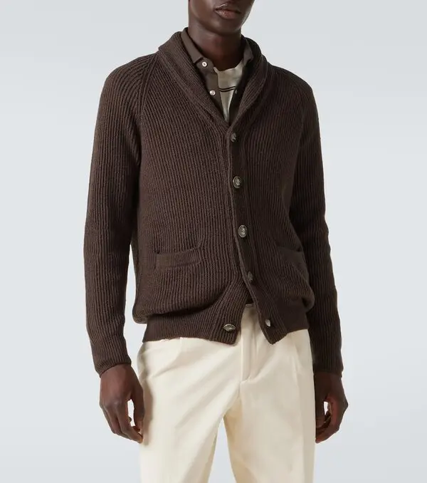 Brunello Cucinelli Cotton Ribbed-knit Cardigan - Brown