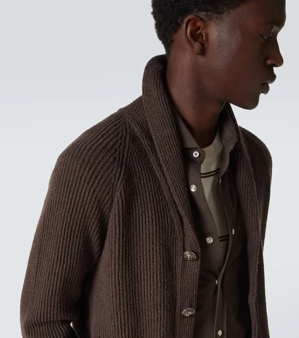 Brunello Cucinelli Cotton Ribbed-knit Cardigan - Brown