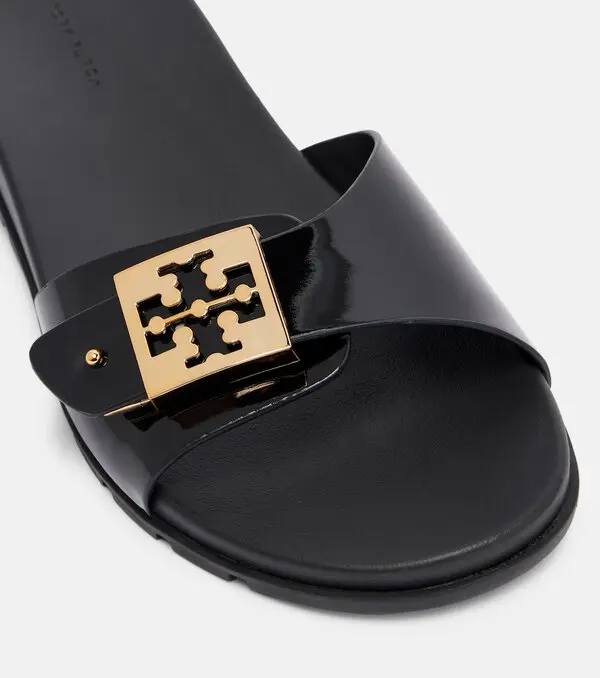Tory Burch Double T Slides - Black