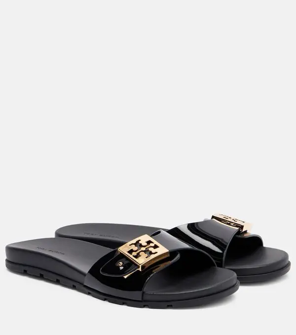 Tory Burch Double T Slides - Black