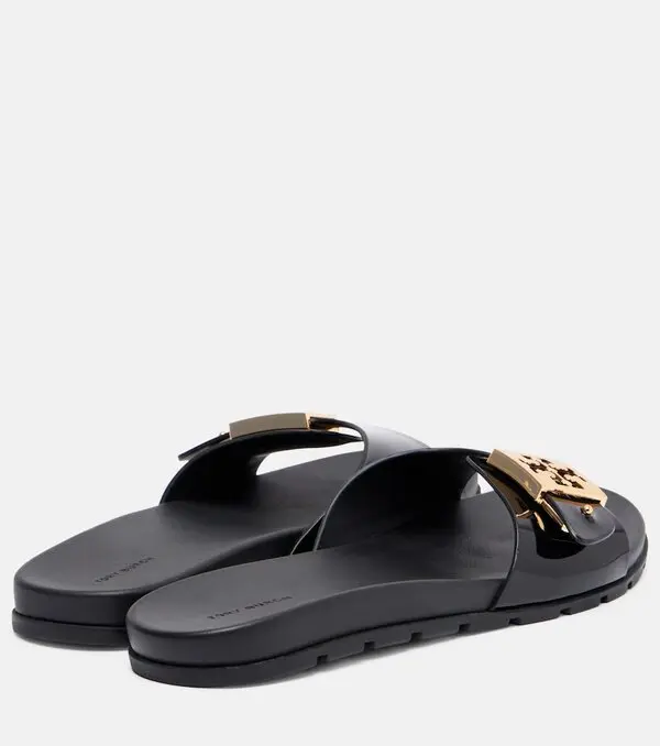 Tory Burch Double T Slides - Black