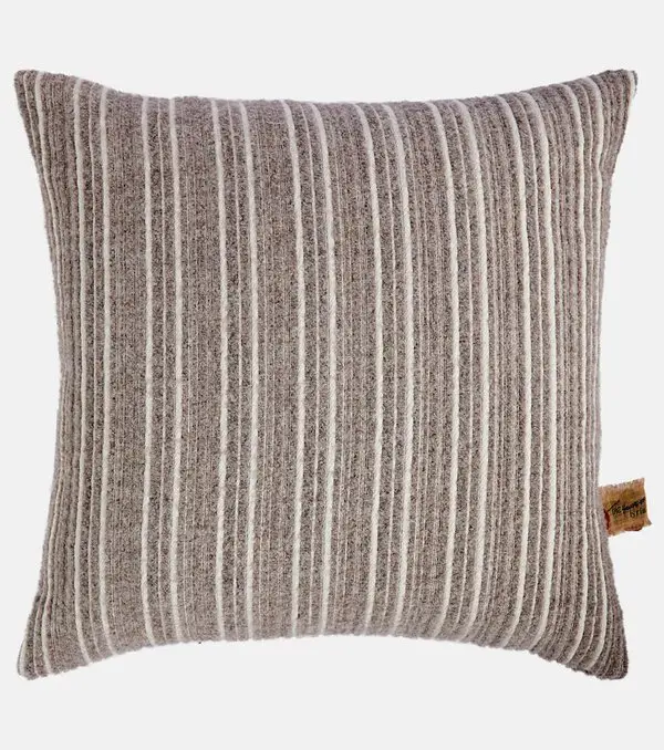 THE HOUSE OF LYRIA Gurghi Striped Wool And Cotton Cushion - Beige