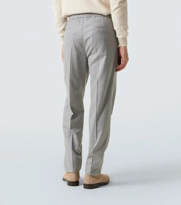 Brunello Cucinelli Virgin Wool Flannel Straight Leg Pants - Grey