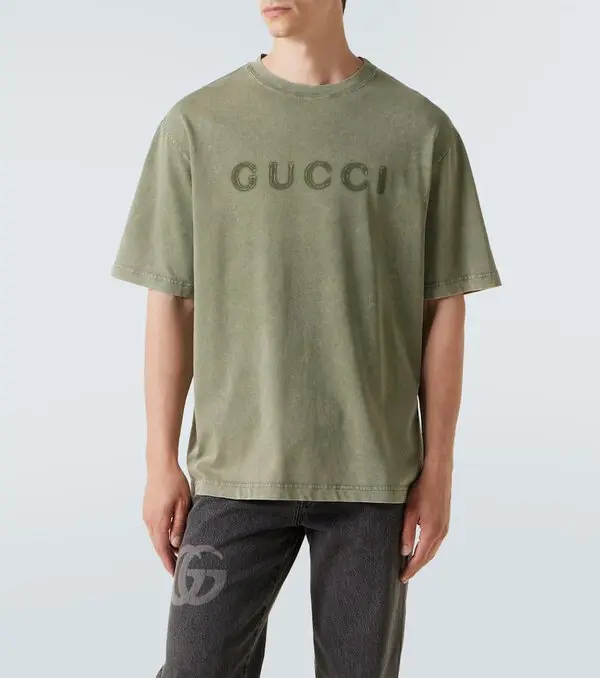 Gucci Distressed Logo Cotton T-shirt