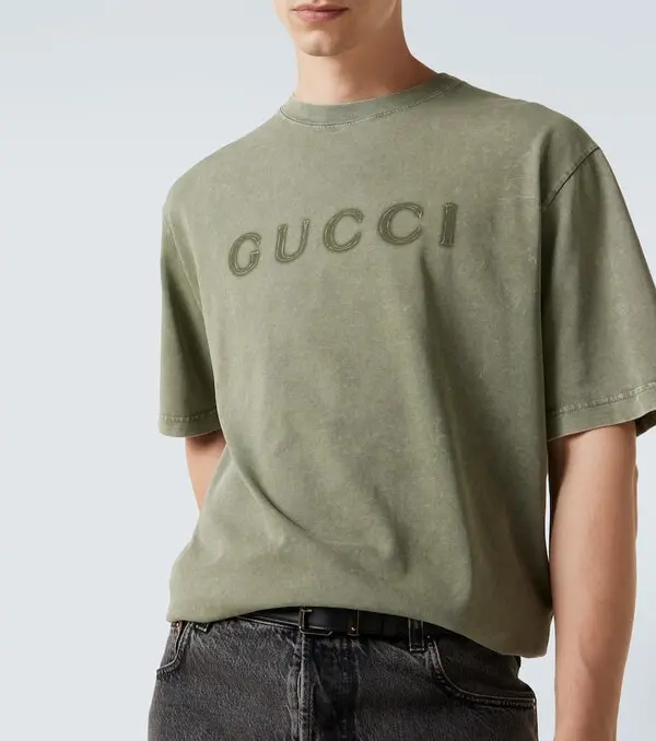 Gucci Distressed Logo Cotton T-shirt
