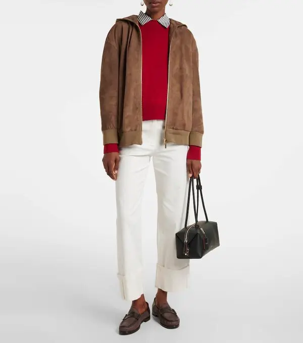 Max Mara Suede Zip-up Hoodie