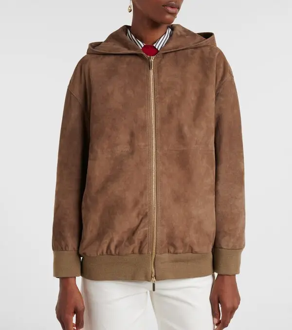 Max Mara Suede Zip-up Hoodie
