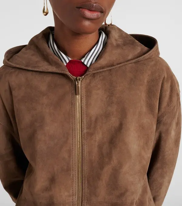 Max Mara Suede Zip-up Hoodie