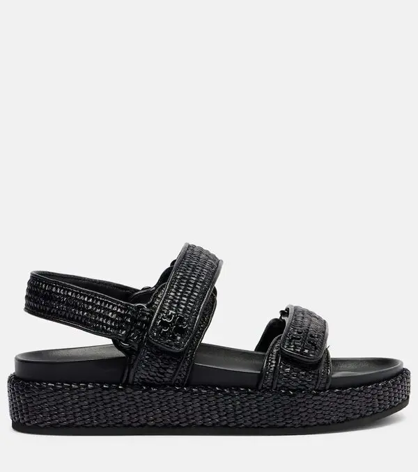 Tory Burch Raffia And Leather Sandals
