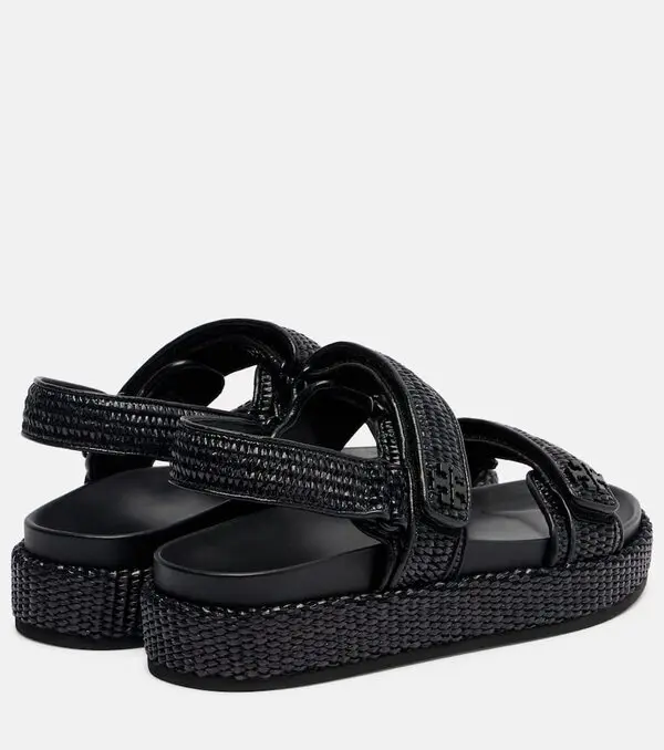 Tory Burch Raffia And Leather Sandals