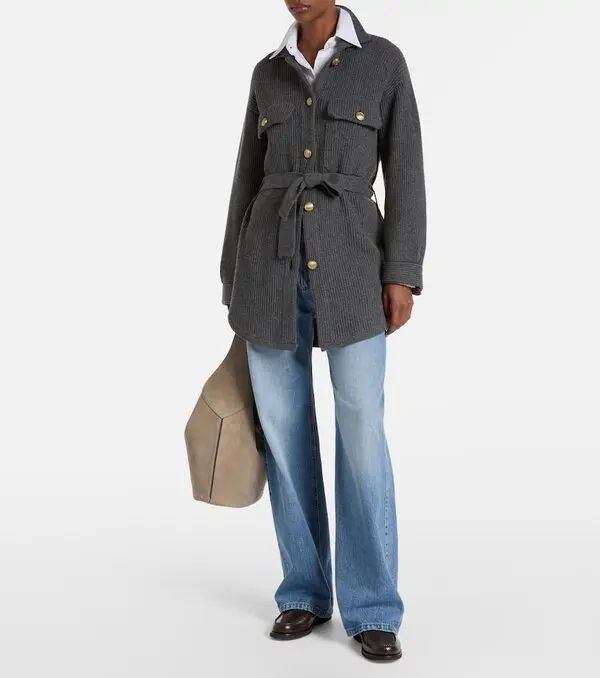 Brunello Cucinelli Wool, Cashmere, And Silk Cardigan With Detachable Belt