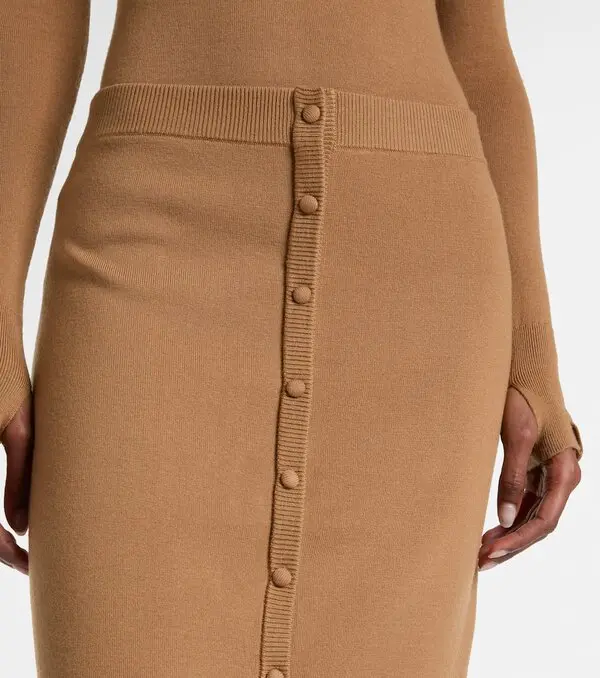 Victoria Beckham Wool-blend Midi Skirt - Beige