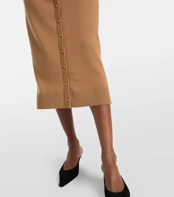 Victoria Beckham Wool-blend Midi Skirt - Beige